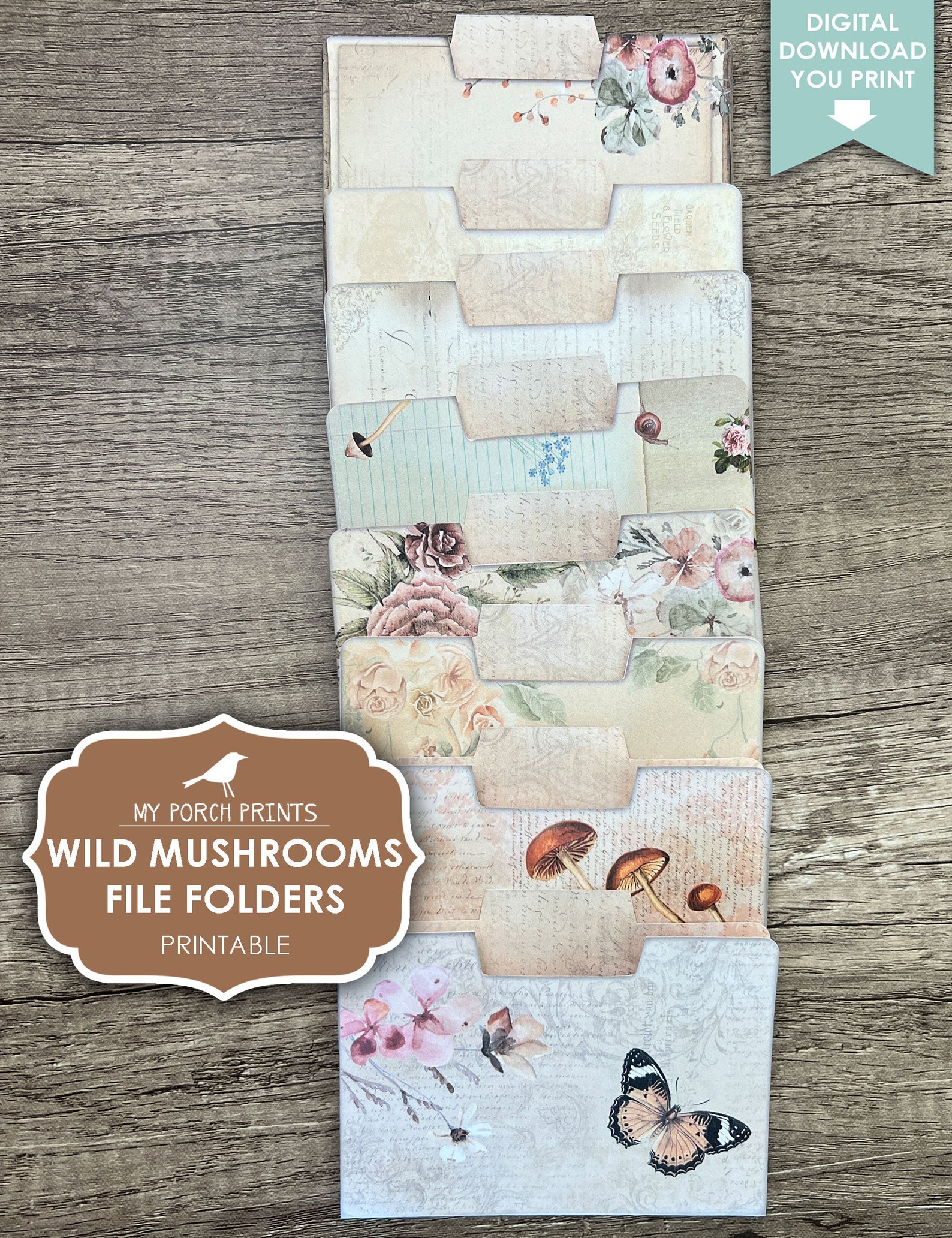 Junk Journal, File, Folders, Wild, Mushrooms, Vintage, Peach, Fairy ...