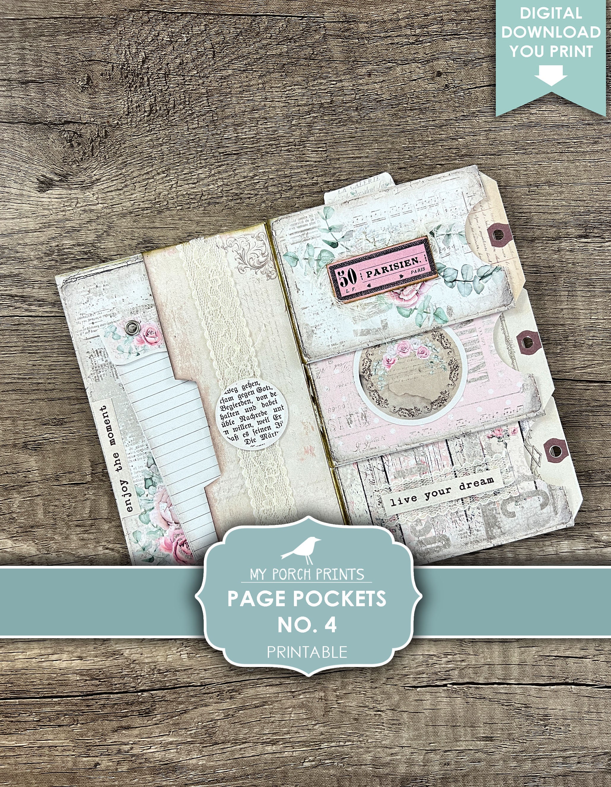 Junk Journal, Page Pockets, No. 4, Kit, Folio, Folder, Shabby ...