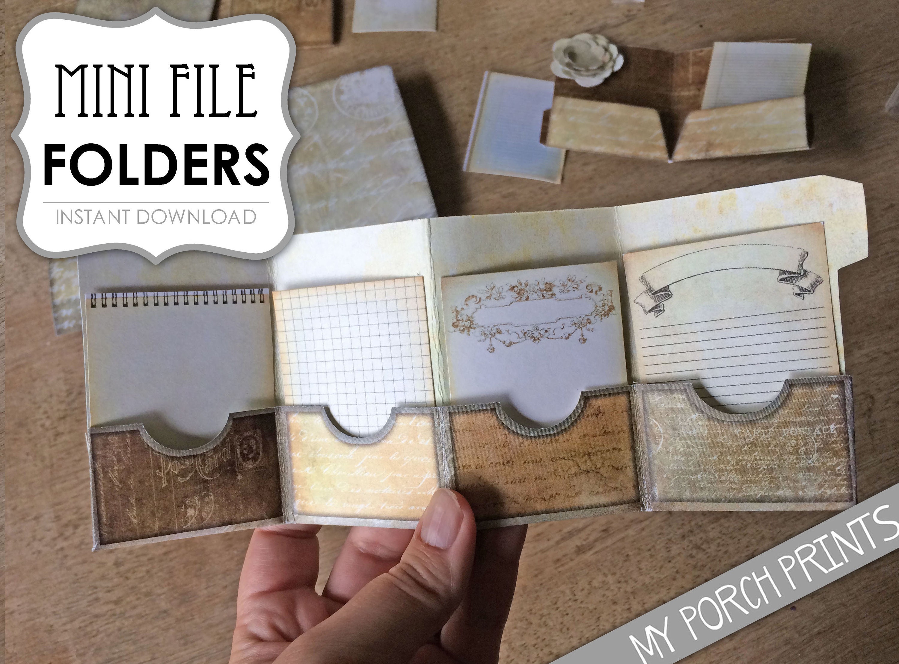 Mini File Folders Scrapbook Kit Junk Journal Kit Notecards - Etsy