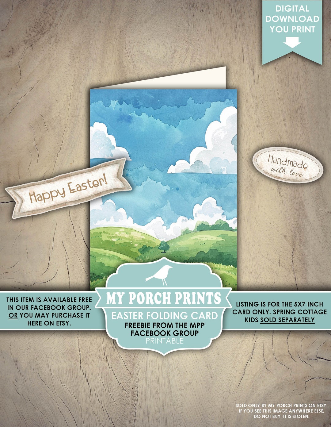 Easter Folding Card Freebie, Junk Journal, 5x7 Inch, Cottage Kids ...