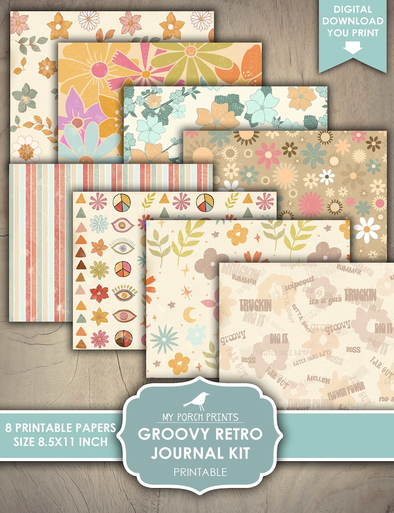 Junk Journal Kit Groovy Retro 60s 70s Hippie Hippy - Etsy