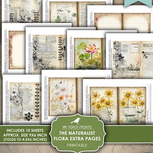 Junk Journal, Naturalist, Flora, EXTRA PAGES, Papers, Nature, Flowers ...