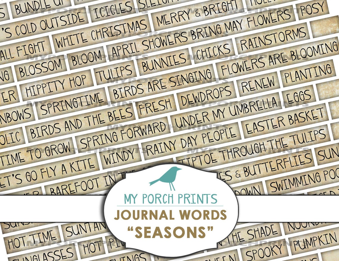 Seasons Journal Words, Inspirational, Mixed Media, Winter, Spring ...