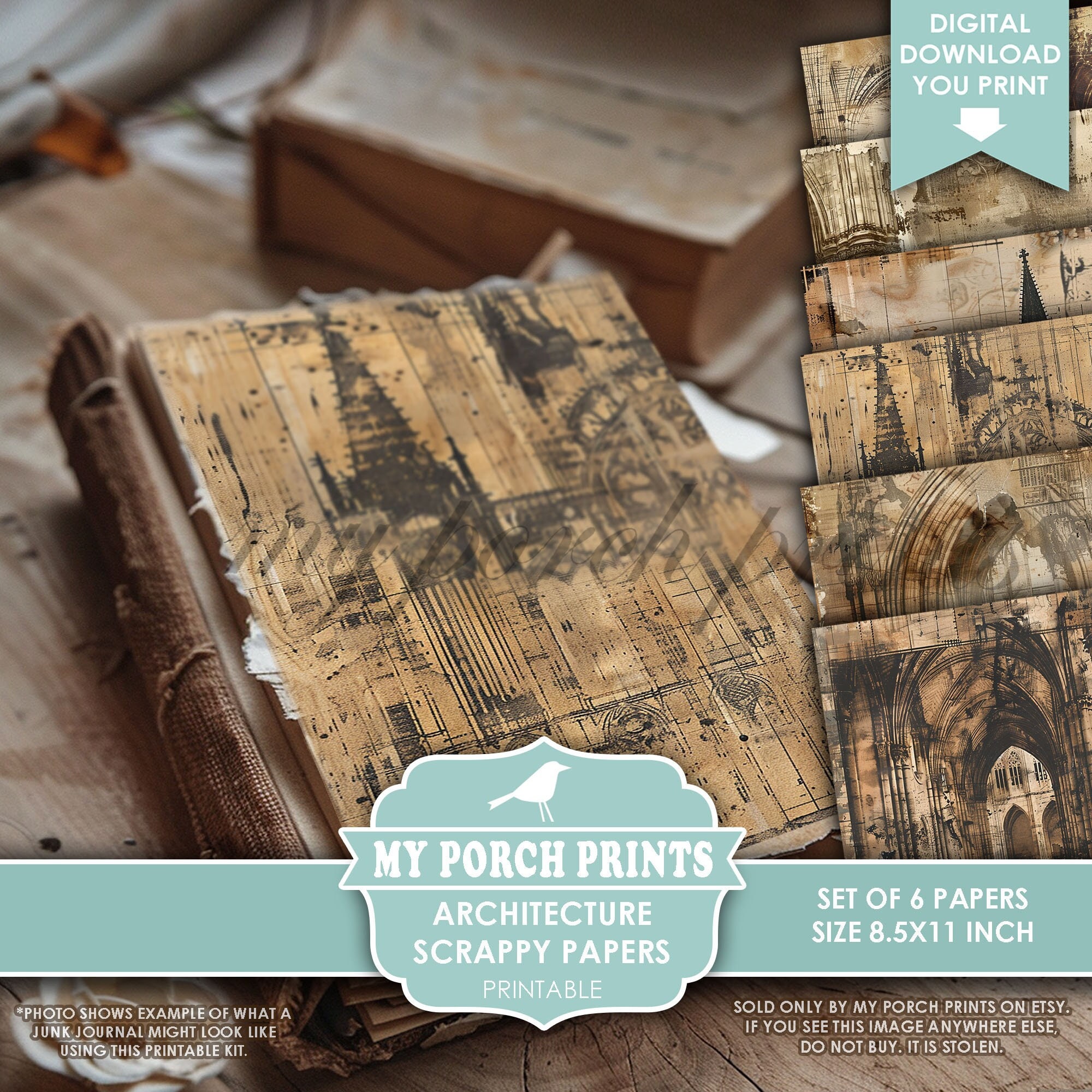 Architecture Scrappy Papers, Junk Journal, Masculine, Vintage, Grunge ...