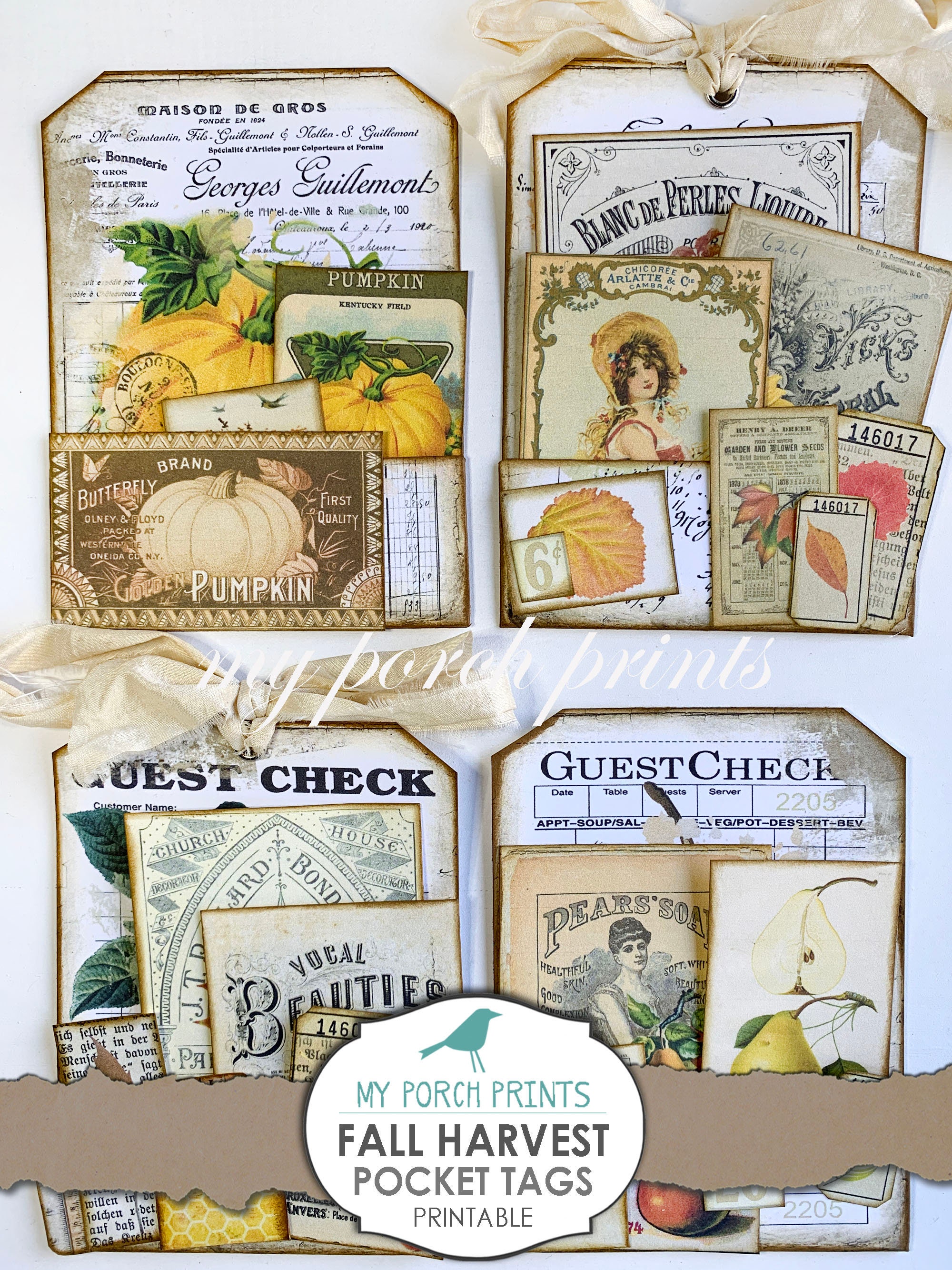 Fall Harvest Pocket Tags, Autumn, Loaded Envelope, Junk Journal Kit ...