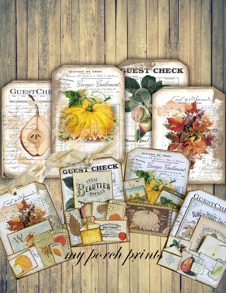 Fall Harvest Pocket Tags, Autumn, Loaded Envelope, Junk Journal Kit ...