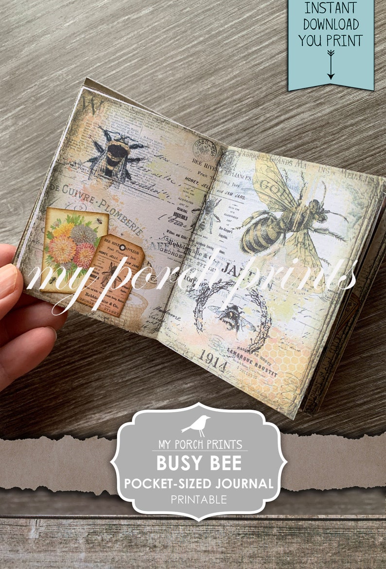 Busy Bee Pocket Sized Junk Journal Kit, Bee, Beekeeper's No-sew Size ...