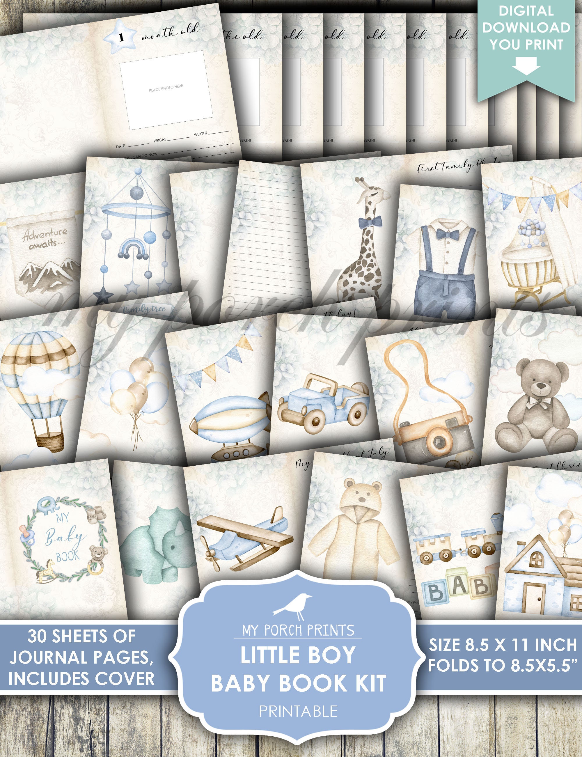 Junk Journal Kit Baby Boy Book Blue Gift Idea - Etsy