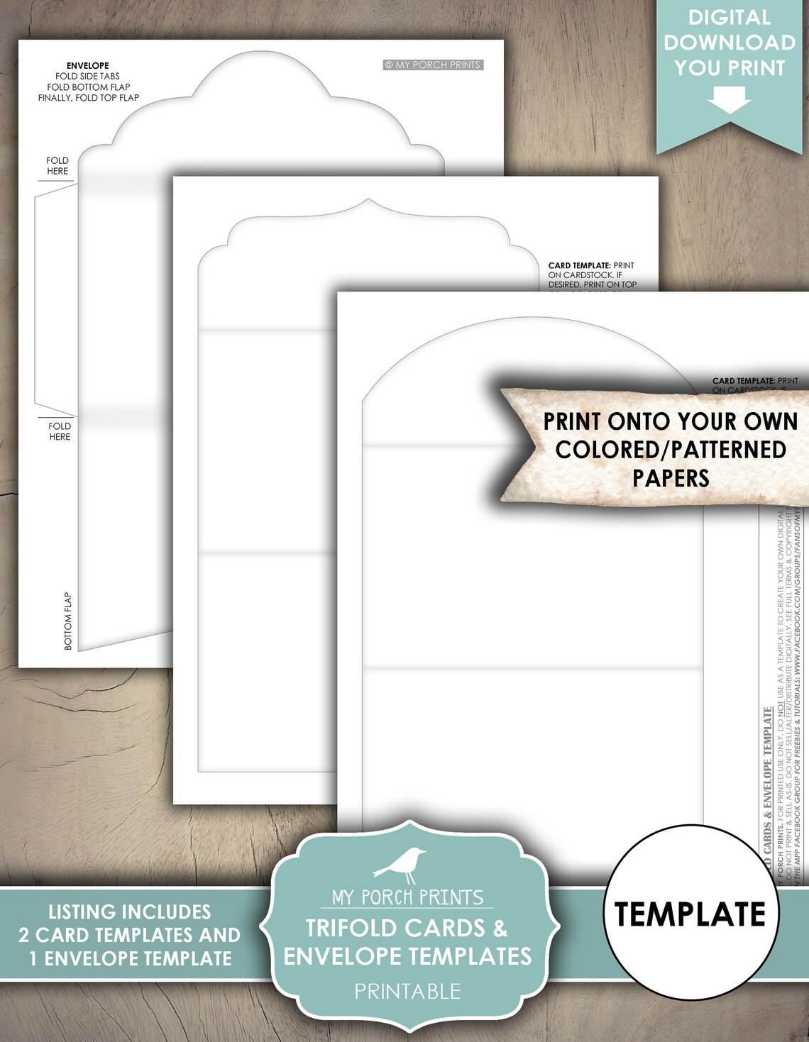 Junk Journal, Tri-fold, Cards and Envelopes, Templates, Ink Saver ...