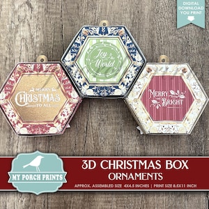 3D Christmas Shadow Box Ornaments, Craft Decoration DIY Gift Idea Red ...