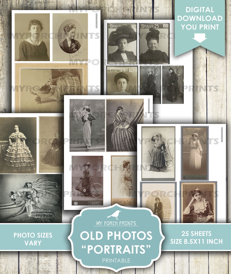 Old Photos Portraits Junk Journal Photographs Black White - Etsy