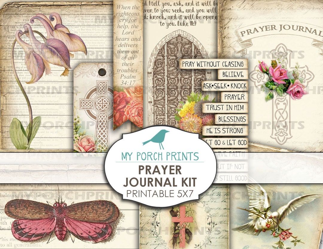 Prayer Faith Junk Journal Kit, 5x7, Christian, Book, Vintage, Printable ...