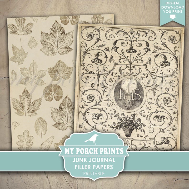 Vertical Junk Journal Filler Papers, Vintage, Neutral, Nature, Extra ...