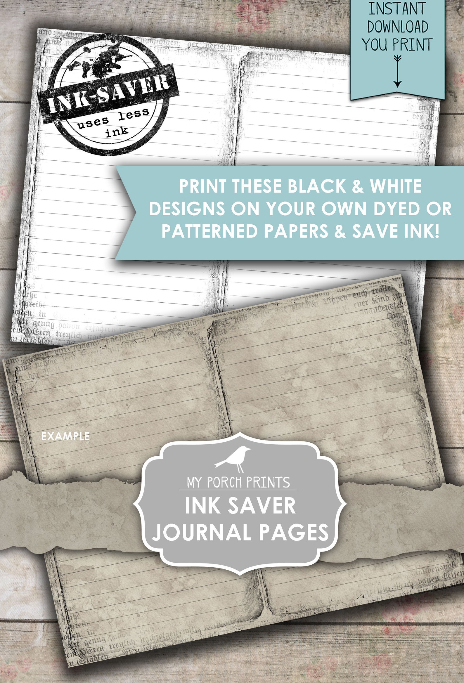 Journal Pages Junk Journal Printable Papers Ink Saver - Etsy