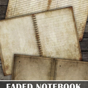 Faded Notebook, Journal Page, Book, Vintage, 5x7, Junk Journal, Grunge ...
