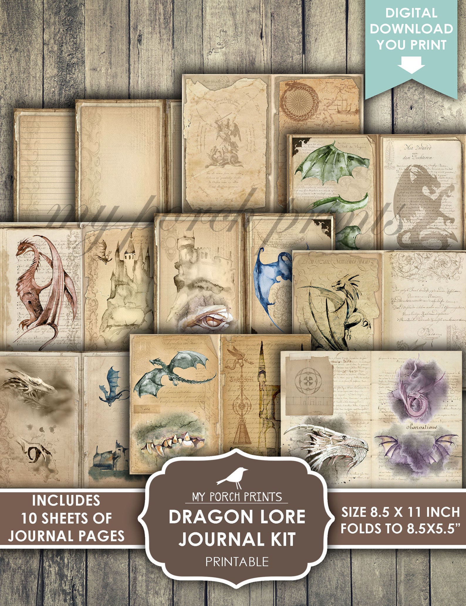 Junk Journal Kit Dragons Dragon Lore Nature Magic Boy - Etsy