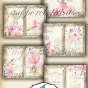 Pink Floral, Journal Pages, Junk Journal Kit, Papers, Ephemera, Rose ...