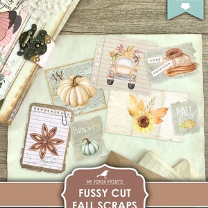 Fussy Cut Fall Scraps, Autumn, Note, Junk Journal, Stickers, Bullet ...