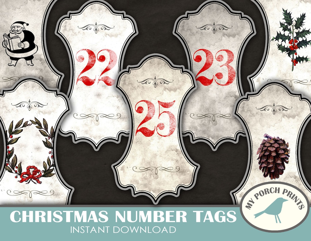 Christmas Tags, Christmas Countdown, December Daily Numbers, Advent ...