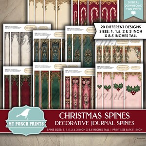 Christmas Spines for a Junk Journal, Book, Spine, Cover, Pink, Blue ...