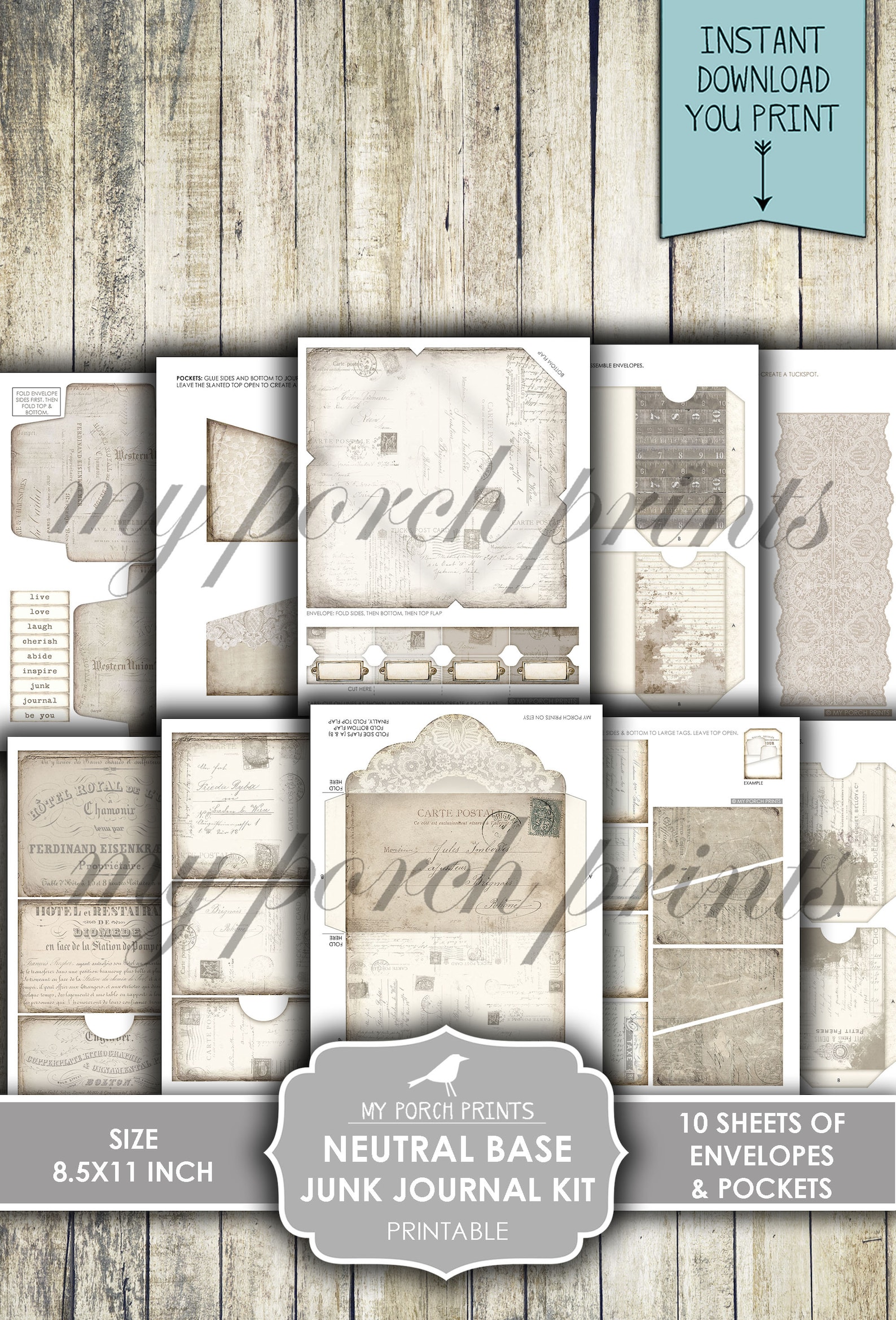 Junk Journal Kit Neutral Base Vintage Shabby Beige - Etsy