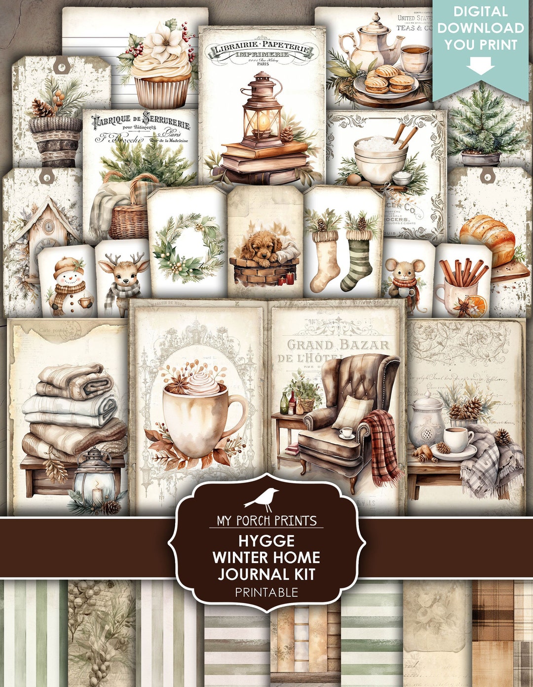 Hygge Winter Home Junk Journal Kit, December, Daily, Neutral, Holiday ...