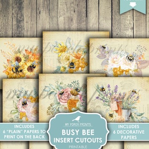 Junk Journal, Busy Bee, Insert Cutouts, Flower, Bee, 3D, Honey, Yellow ...