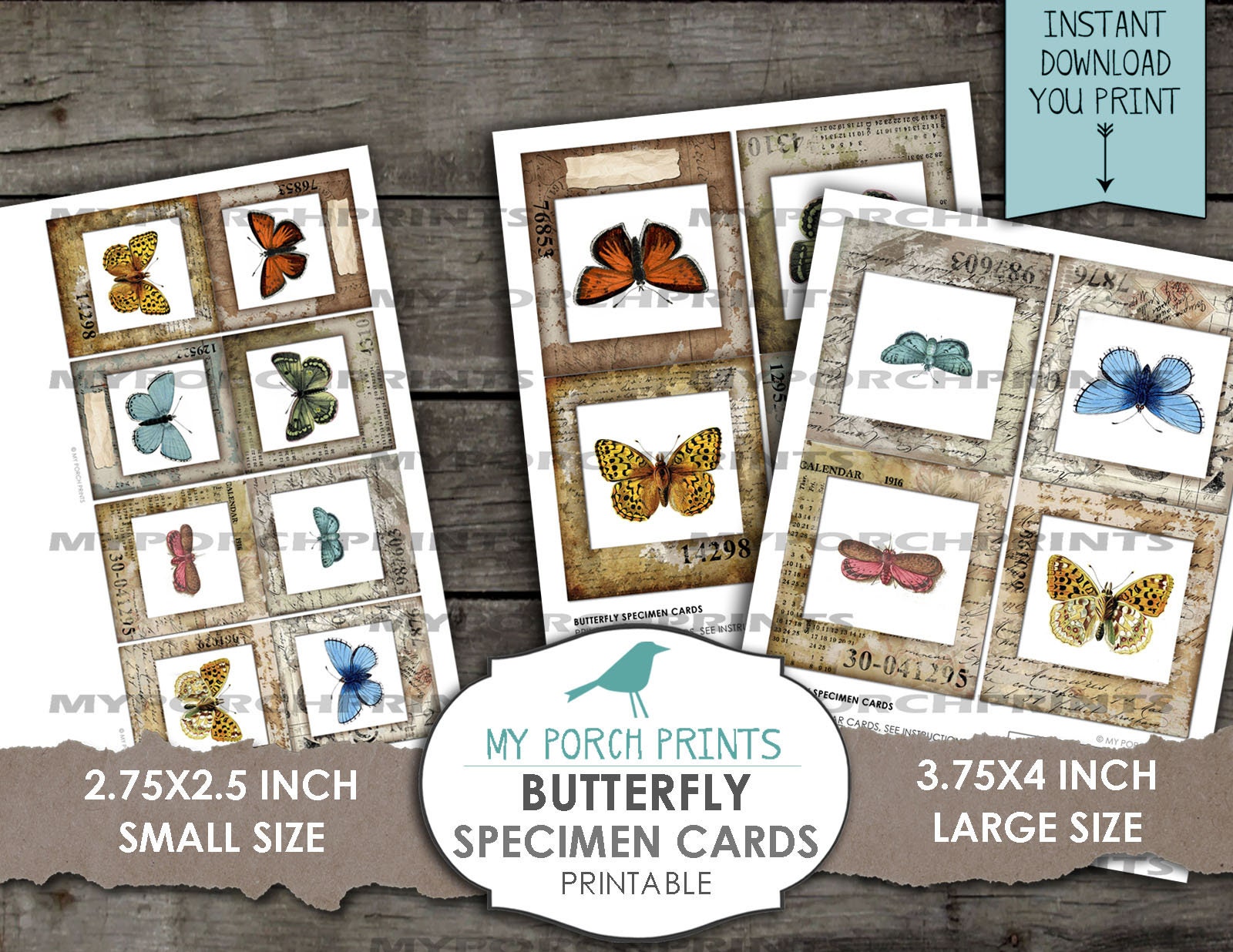 Butterfly Specimen Cards, ATC, Junk Journal, Craft Kit, Printable ...