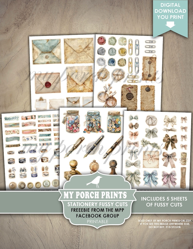 Stationery Fussy Cuts, Junk Journal, Ephemera, Fan Favorite Freebie, My ...