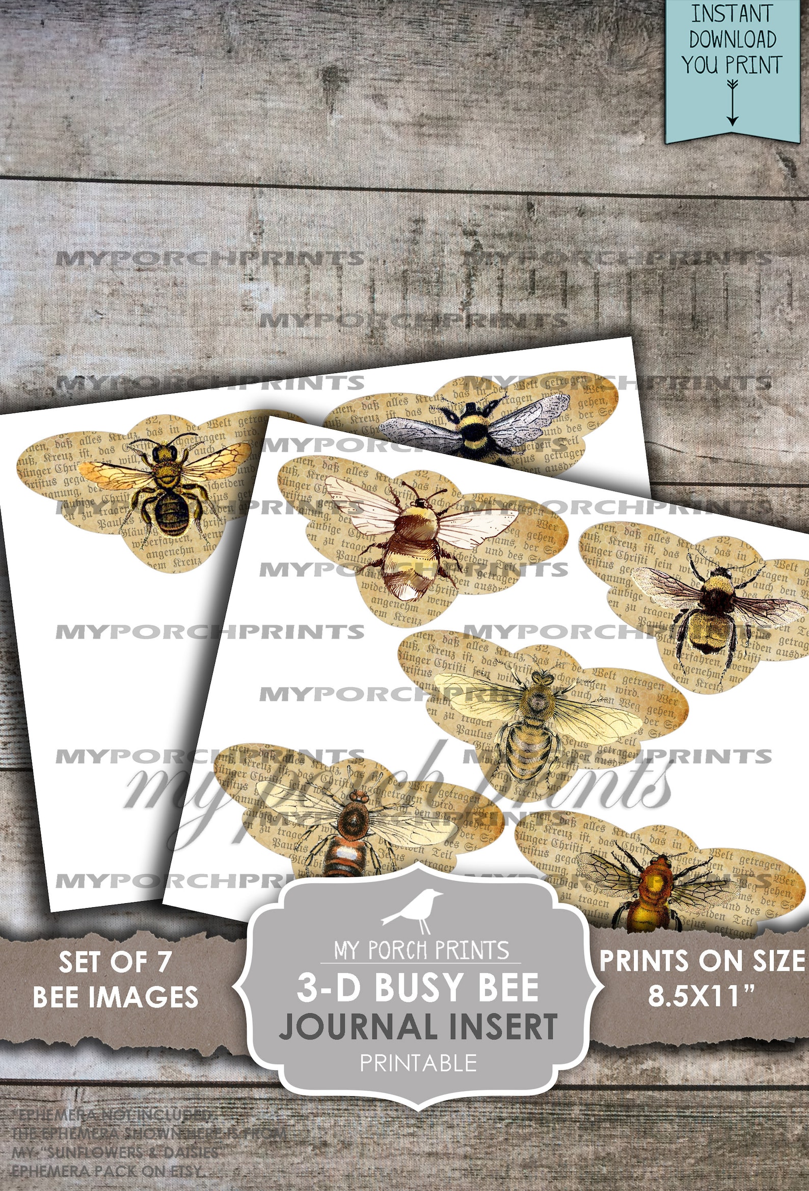 Junk Journal Insert, 3D, Busy, Bee, Book Page, Dimensional, Pop Up ...