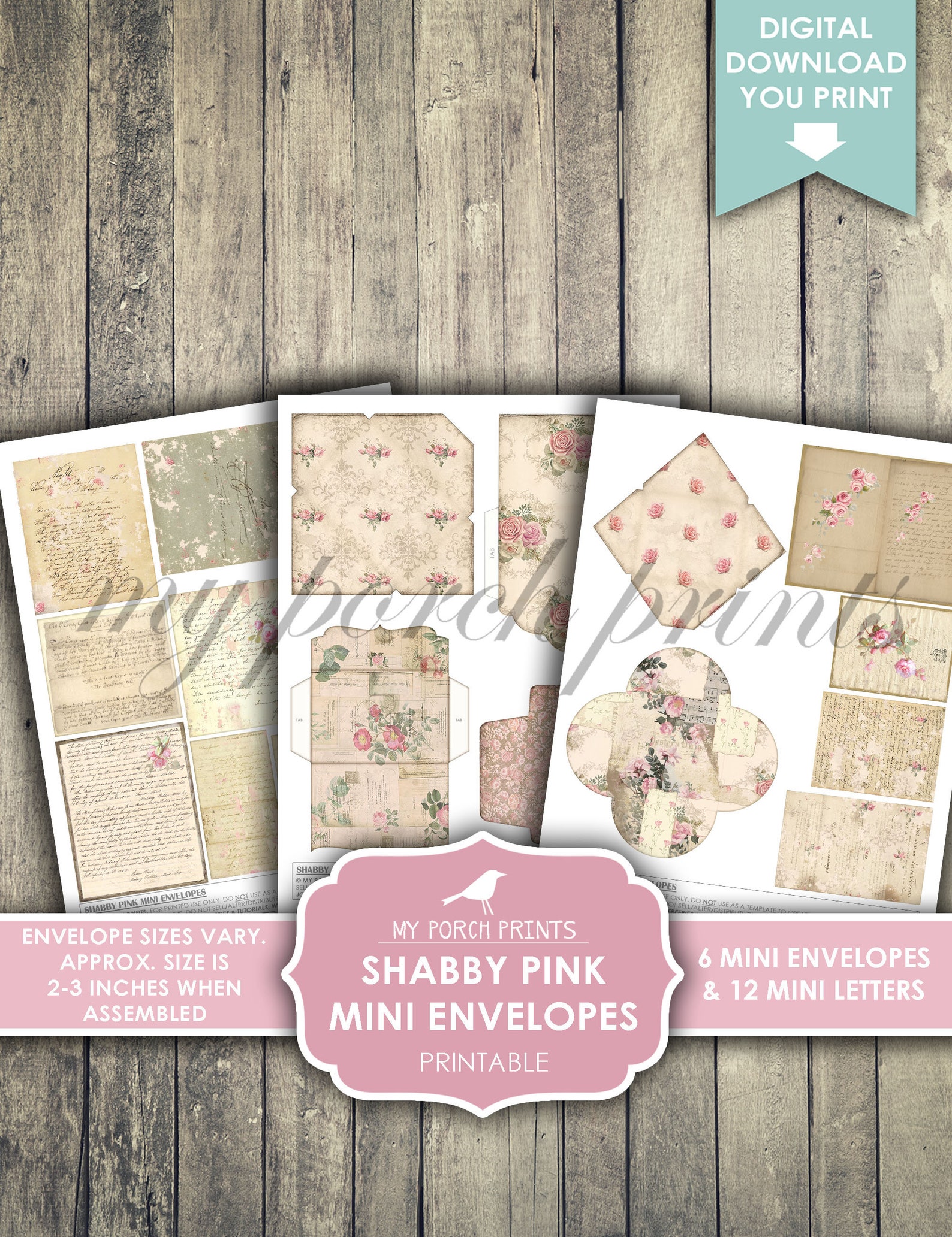 Junk Journal Shabby Pink Mini Envelopes Letters - Etsy