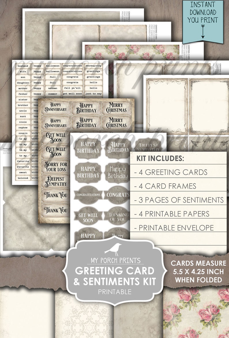 Greeting Card, Sentiments Kit, Words, Happy Birthday, Sympathy, Junk ...