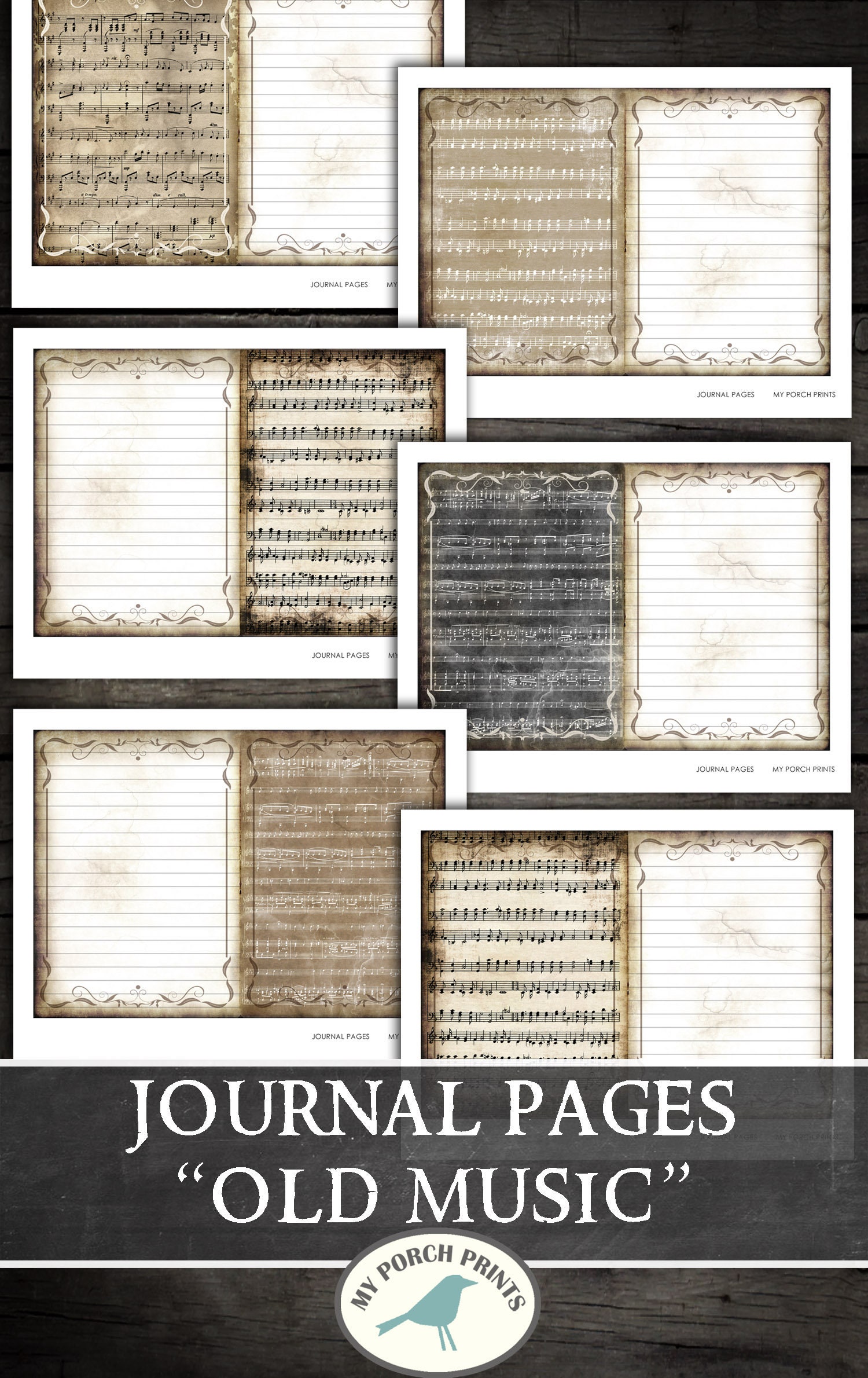 Printable Music Journal Pages Old Music Vintage 5x7 Junk - Etsy 日本