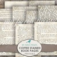 Coffee and Tea Stained Book Pages - Bundle of 50 - Etsy
