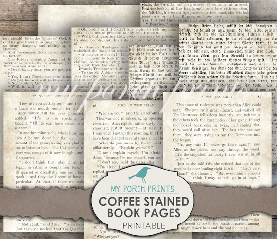 Coffee Stained Book Pages Printable Paper Journal Pages | Etsy Australia