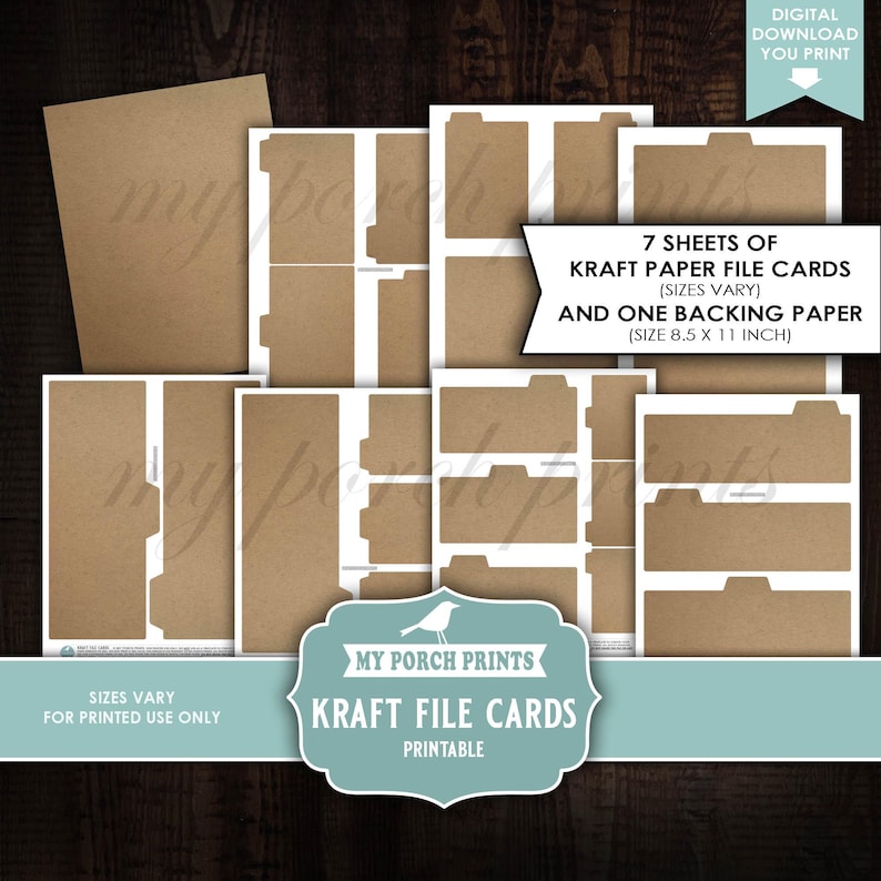 Kraft File Cards, Junk Journal Ephemera Neutral Brown Pockets Scrapbook ...
