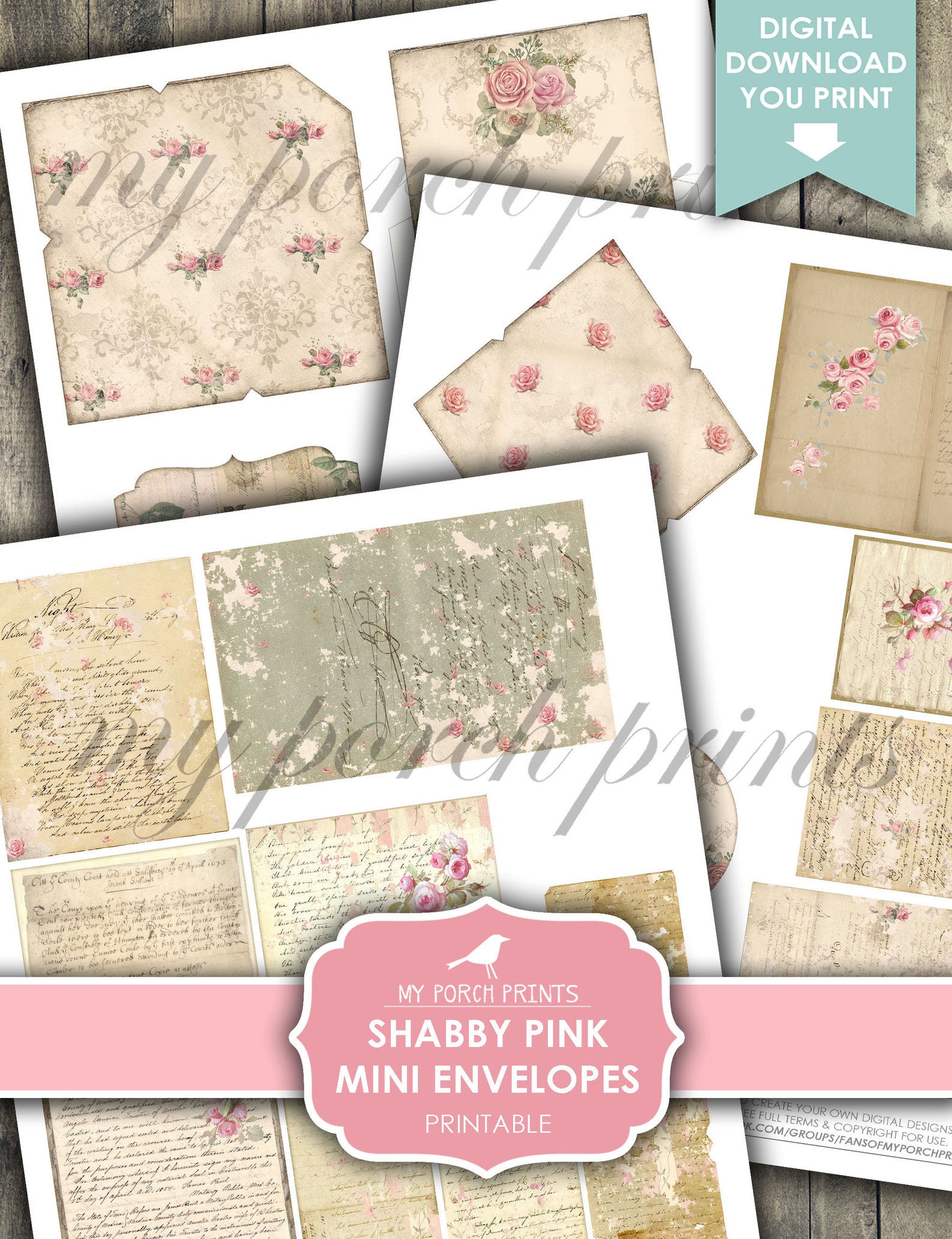 Junk Journal Shabby Pink Mini Envelopes Letters - Etsy