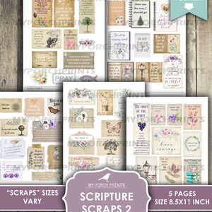 Scripture Scraps 2, Junk Journal, Bible Journaling, Stickers, Verse ...