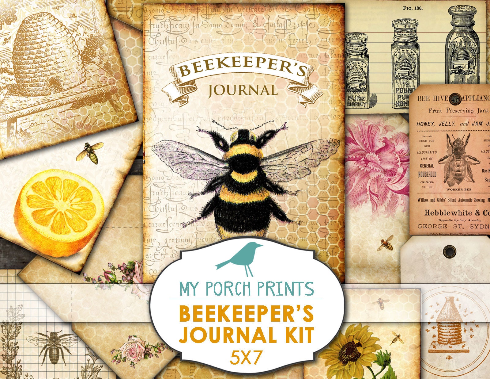 Junk Journal, Beekeeper, Bee, Keeper, Book, Vintage, 5x7, Junk Journal ...