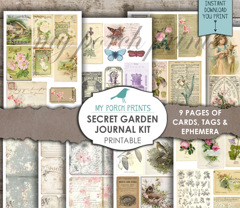 Secret Garden Junk Journal Kit Printable Paper Shabby Chic | Etsy Canada