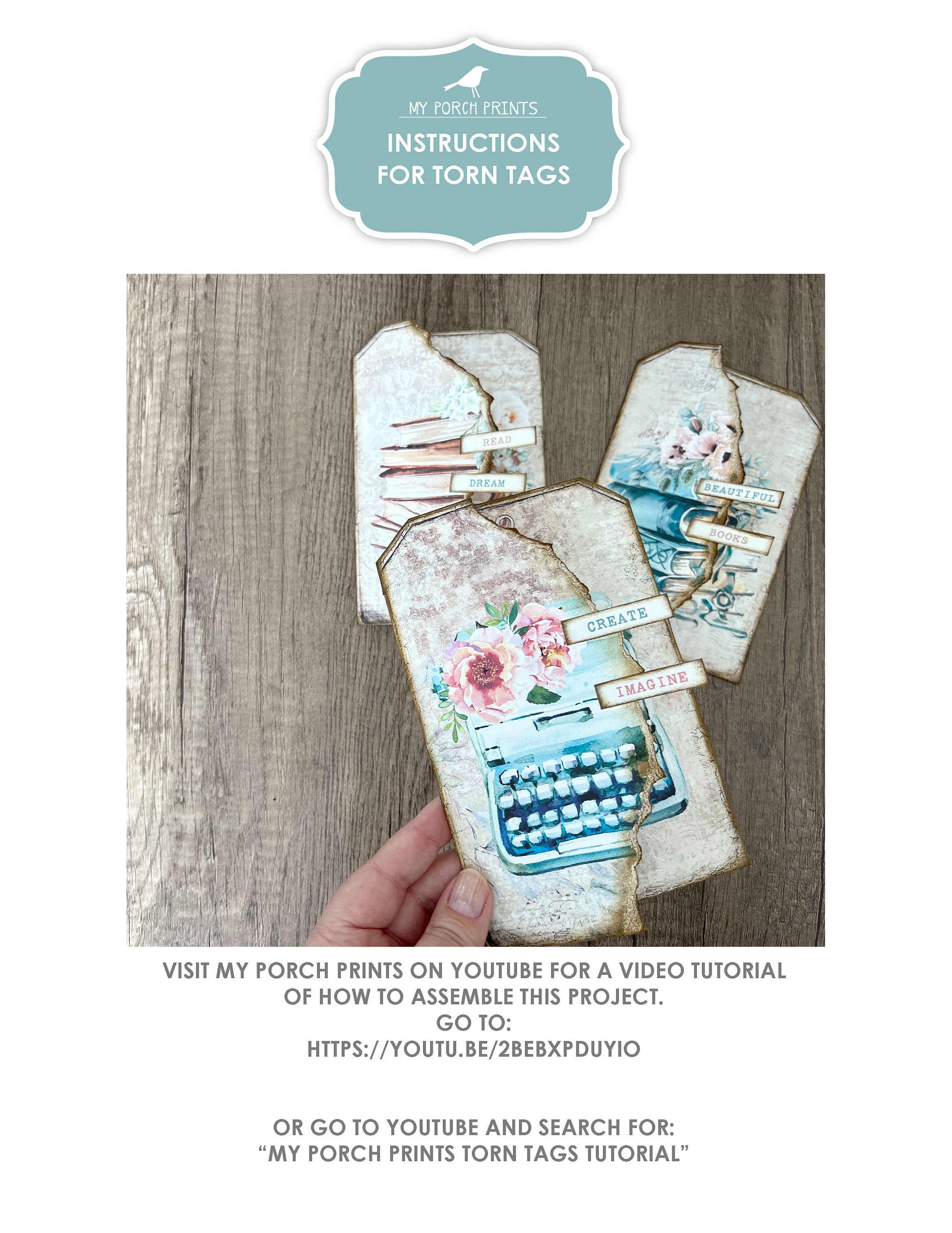 Torn Tags Writer Junk Journal Author Gift Card Jane | Etsy