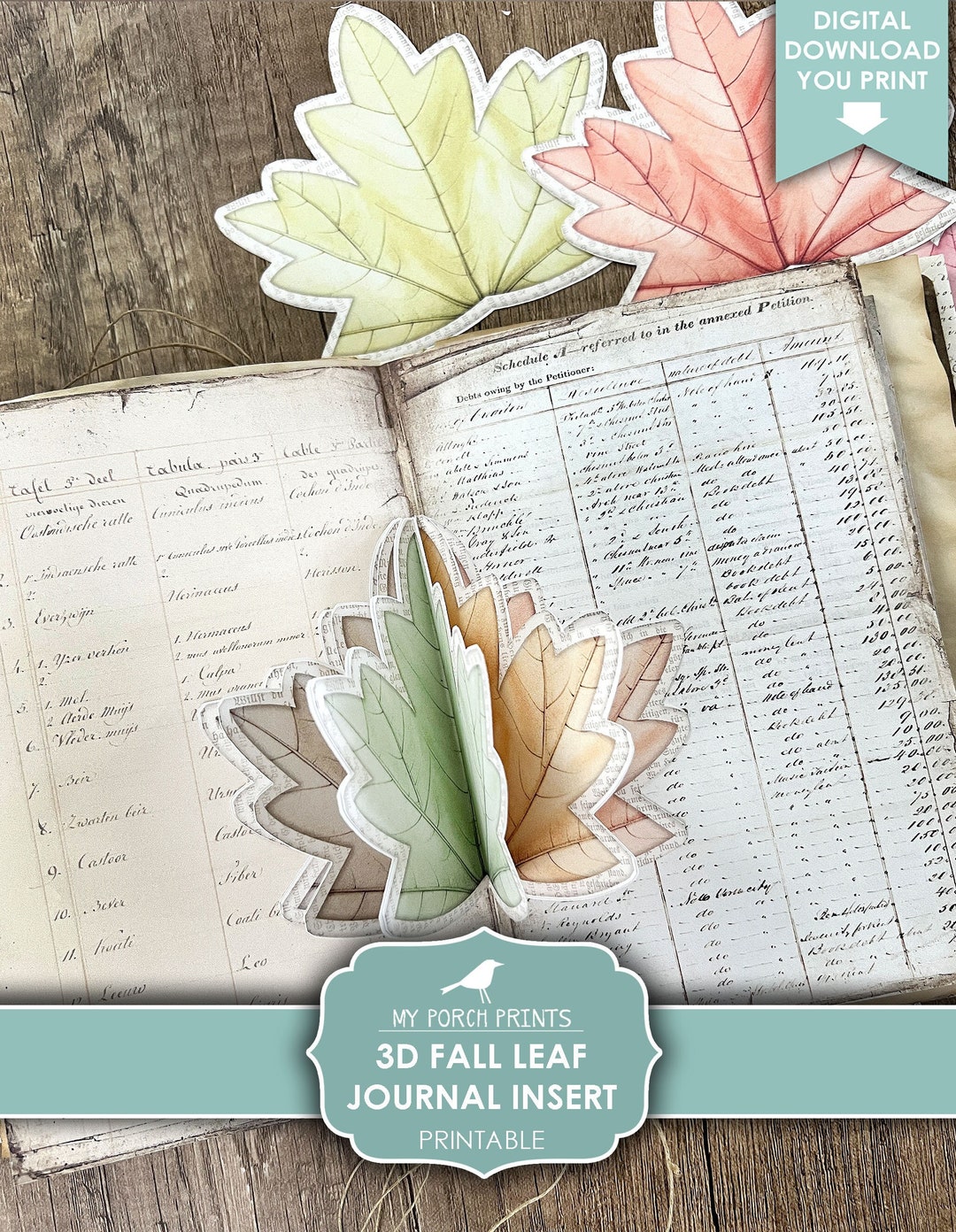 Junk Journal, 3D, Insert, Fall, Leaf, Leaves, Tree, Kit, Autumn, Forest ...