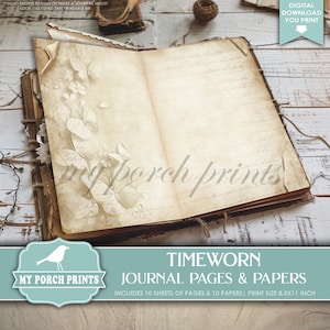 Timeworn Junk Journal PAGES & PAPERS Neutral Vintage Grunge Filler ...