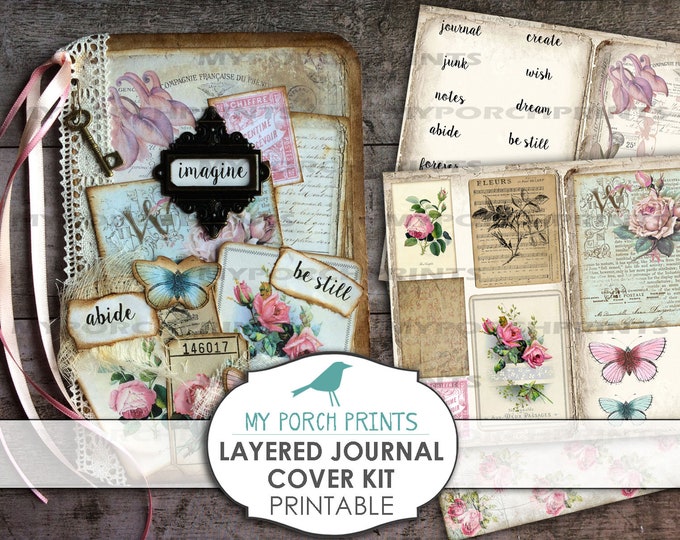 Junk Journal Cover, Fabric Journal Cover, Vintage Inspired Junk Journal ...