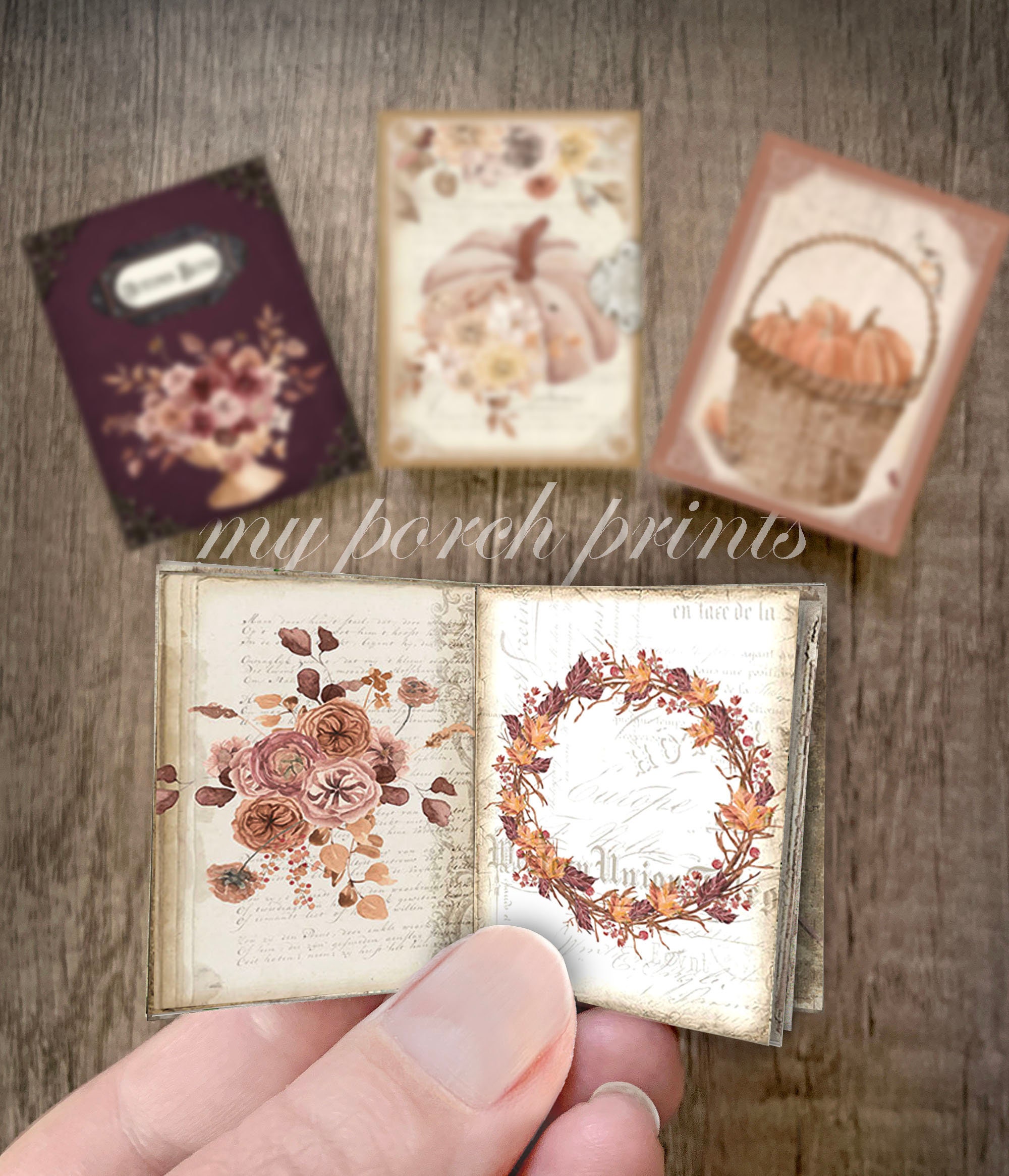 Mini Books, Autumn, Blush, Vintage, Miniature, Fall, Book, Apple ...