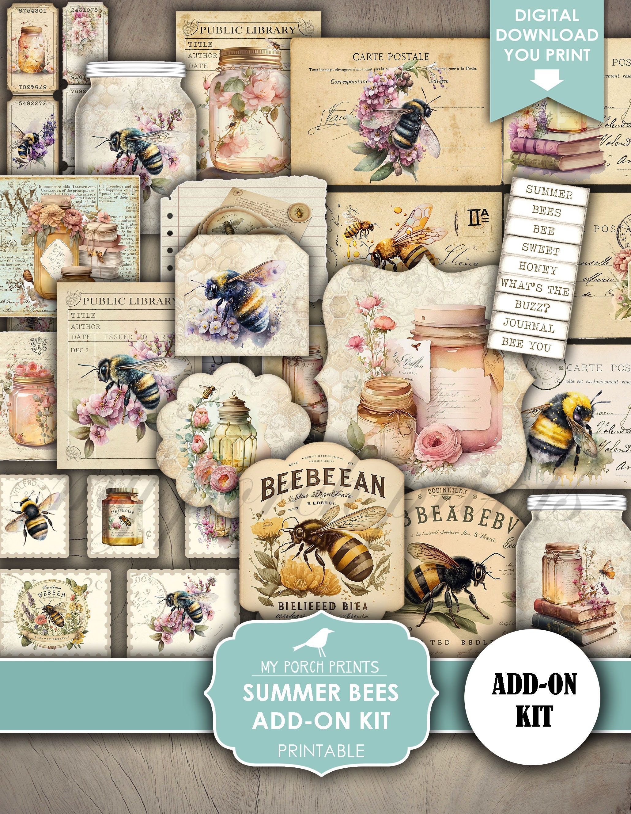 Junk Journal, Summer, Bees, ADD ON, Kit, Bee, Beekeeper, Honey, Apiary ...