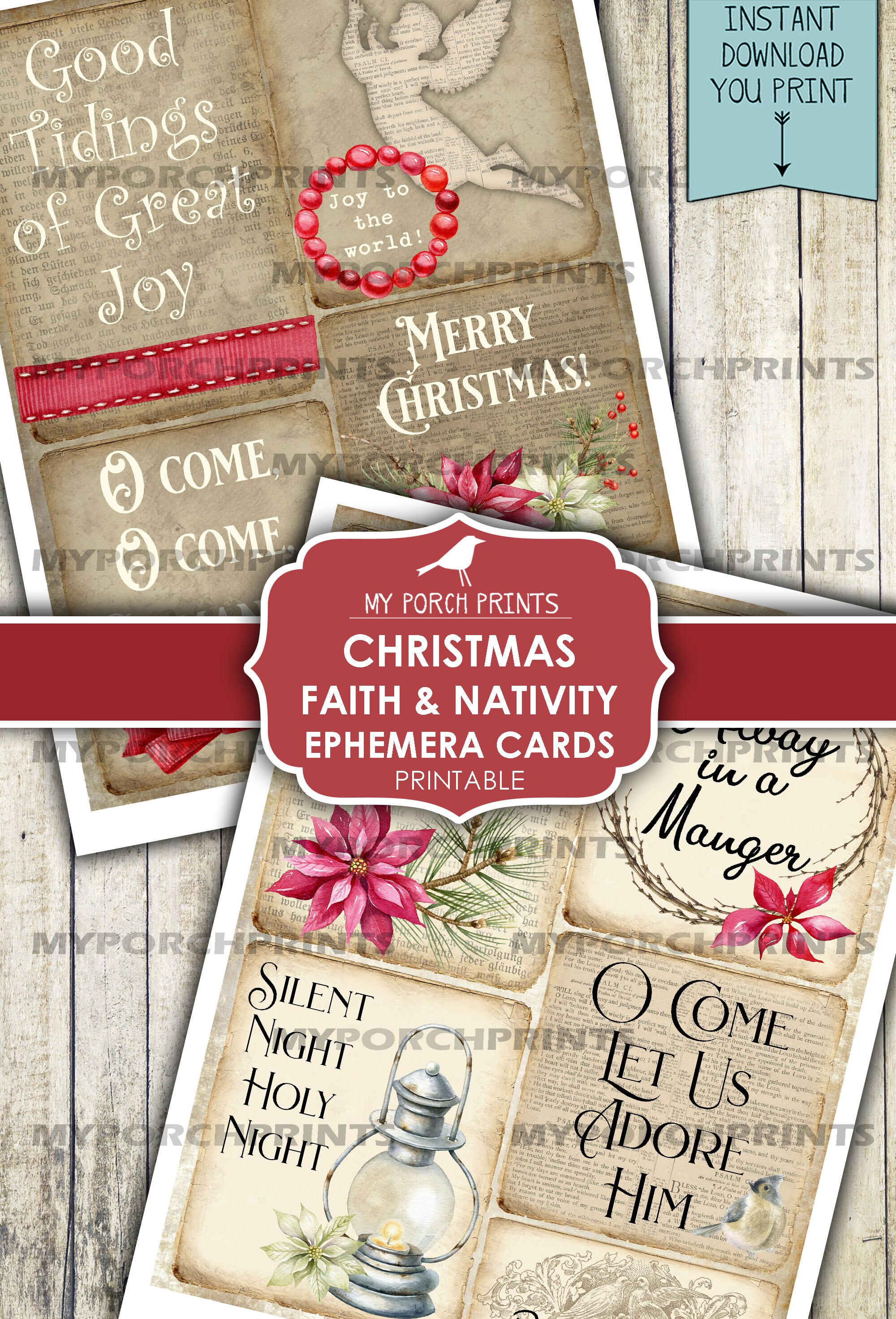 Christmas Faith and Nativity Christmas Ephemera Cards, Bible Verse ...