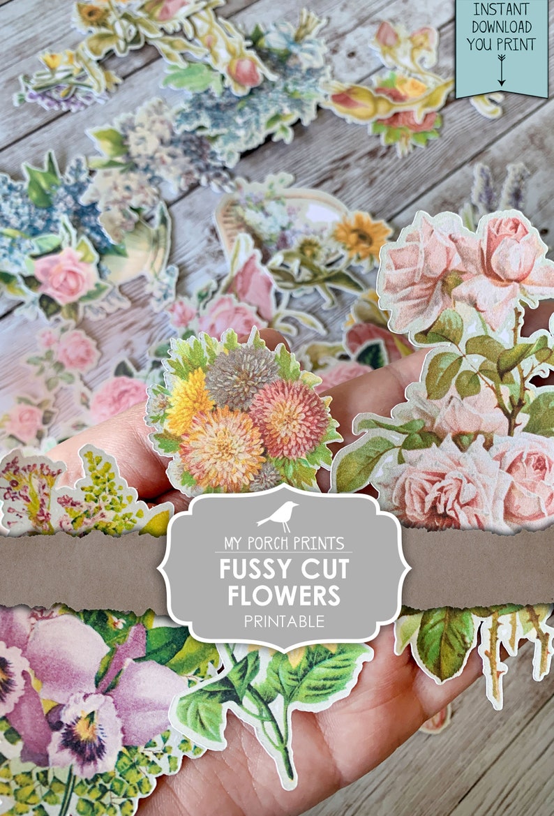 Junk Journal Fussy Cut Flowers Printable Bullet Journal - Etsy