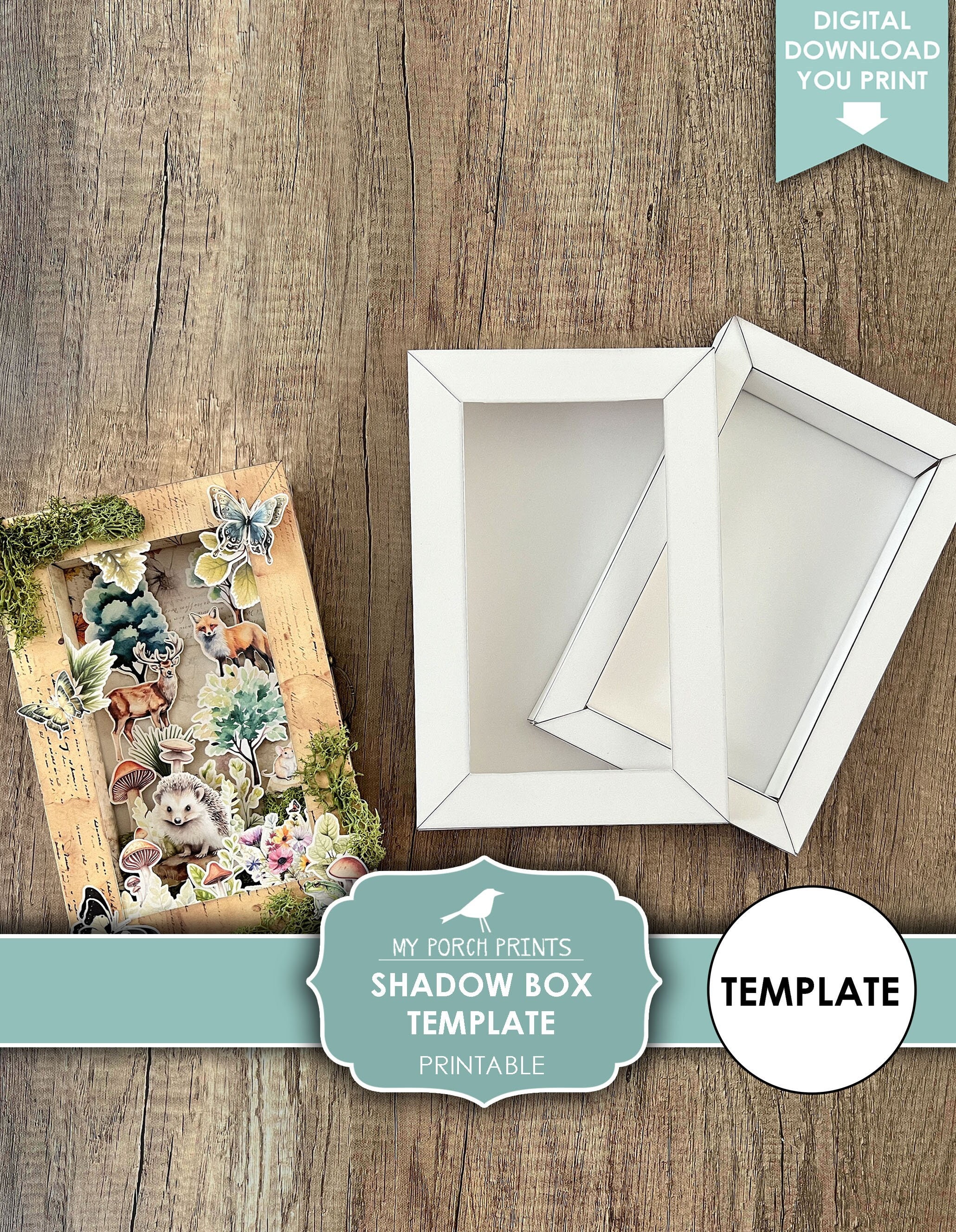 Shadow Box Template Junk Journal, Vintage, Topper, Craft, Kit, Ephemera ...