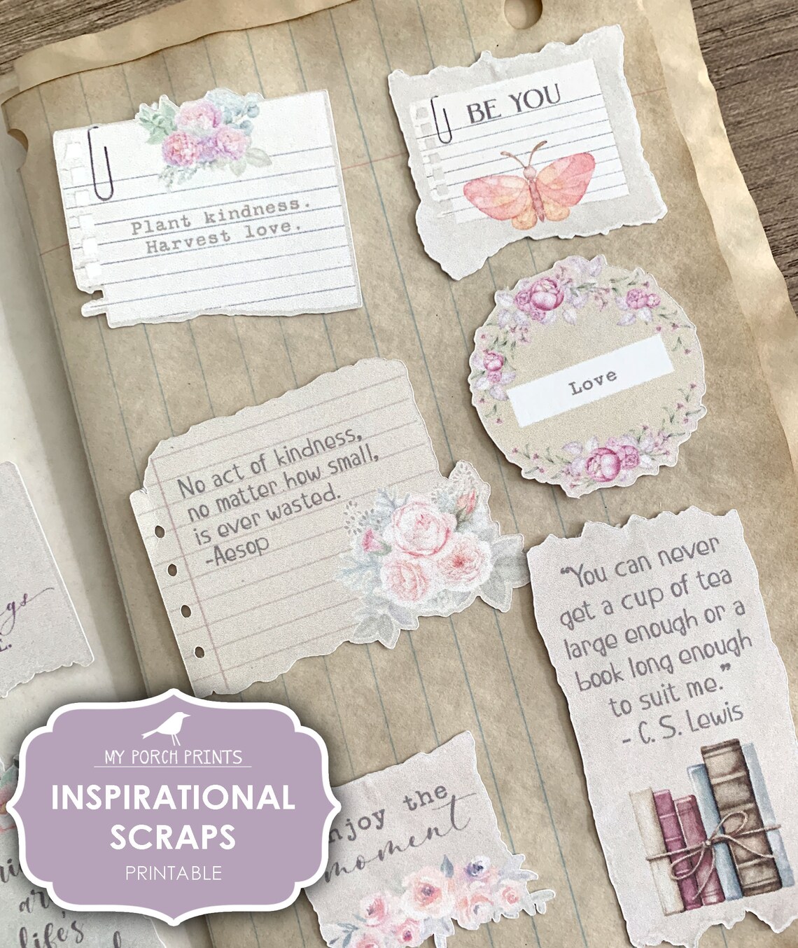 Inspirational Scraps Junk Journal Journal Words Stickers | Etsy